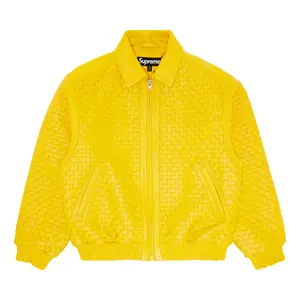 Supreme Woven Leather Varsity Jacket - Yellow