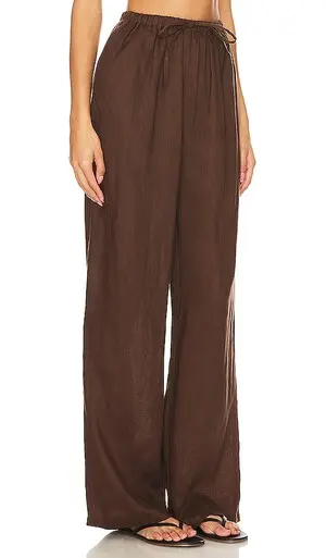 AEXAE Linen Drawstring Trousers - Brown