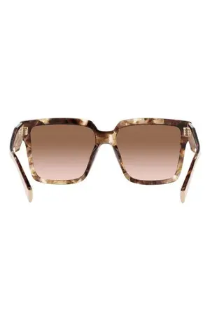Prada 57mm Square Frame Sunglasses - Brown Tort