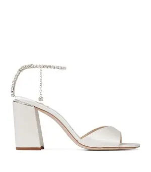 JIMMY CHOO Saeda 85 Satin Sandals - Ivory