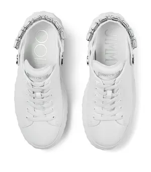 JIMMY CHOO Leather Diamond Sling Sneakers - White