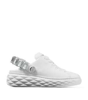 JIMMY CHOO Leather Diamond Sling Sneakers - White