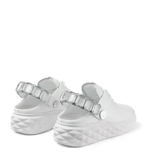JIMMY CHOO Leather Diamond Sling Sneakers - White