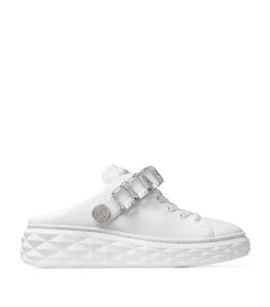 JIMMY CHOO Leather Diamond Sling Sneakers - White