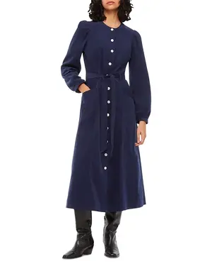 Whistles Angelica Corduroy Midi Dress - Navy