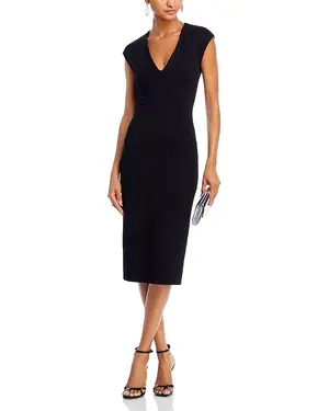 Aqua V-neck Ponte Midi Dress