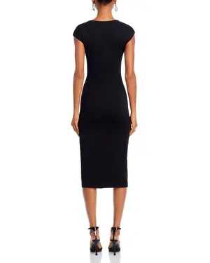 Aqua V-neck Ponte Midi Dress