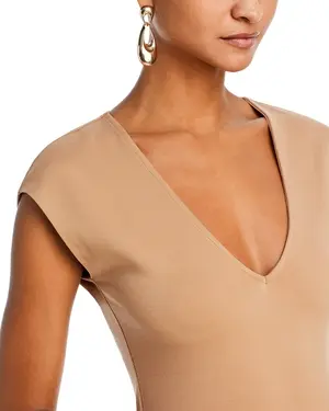 Aqua V-neck Ponte Midi Dress