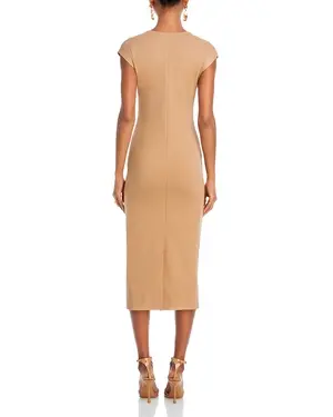Aqua V-neck Ponte Midi Dress