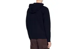 Sandro Zip Front Logo Patch Hoodie - Black