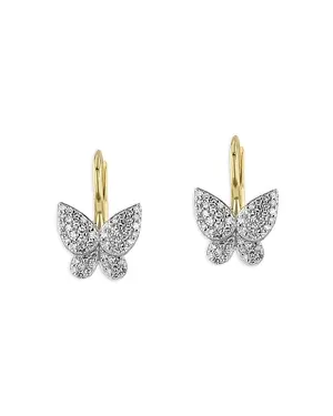 Phillips House 14k Yellow Gold Diamond Butterfly Earrings - White/gold