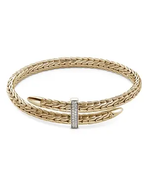John Hardy 14k Yellow Spear Cuff With Diamond - Gold