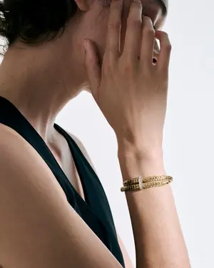 John Hardy 14k Yellow Spear Cuff With Diamond - Gold
