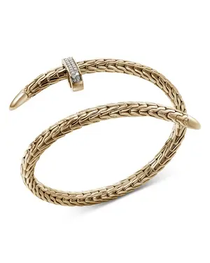John Hardy 14k Yellow Spear Cuff With Diamond - Gold
