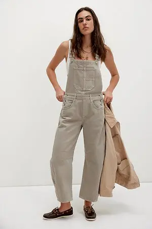 Free People We The Free Good Luck Barrel Overalls - Cobblestone