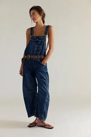 Free People We The Free Good Luck Barrel Overalls - Deep End
