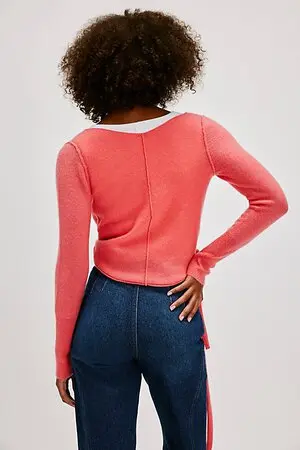 Free People Cashmere Reversible Wrap Sweater - Calypso Coral