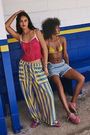 Free People Free People Free-est Dana Pants Green And Blue Combo