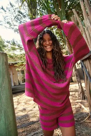 Free People Malibu Surf Sweater Set Brown