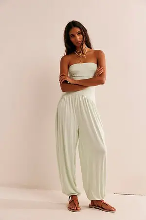 Free People Free People Mora Drop-Waist One-Piece Green Foam