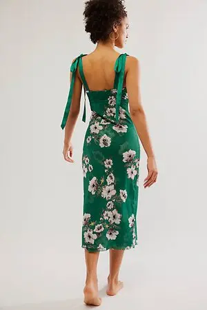 Free People Printed Got Glam Slip - Pine Combo