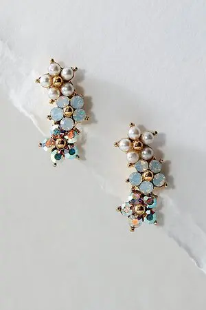 LOVER'S TEMPO Floral Climber Earrings Gold