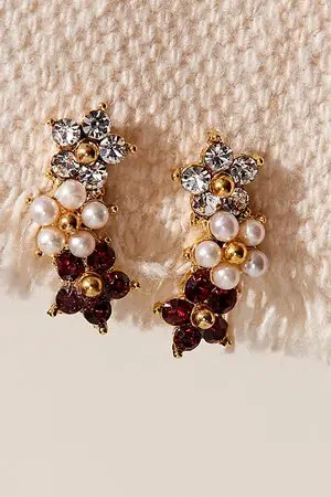 LOVER'S TEMPO Floral Climber Earrings - Ruby