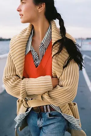 Free People Free People Ryanne Long Haul Cardigan Brown