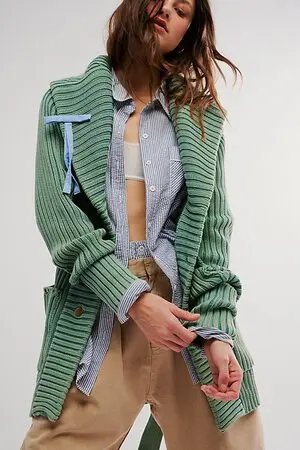 Free People Ryanne Long Haul Cardigan - White Pine