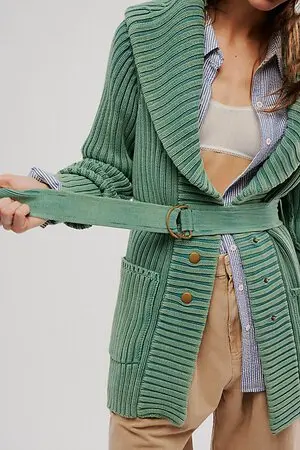 Free People Ryanne Long Haul Cardigan - White Pine
