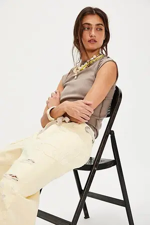 Free People We The Free Ever Had Ribbed Knit Tee Dusted Cocoa