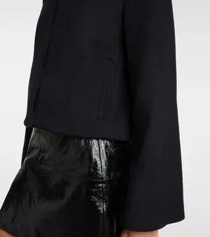 Proenza Schouler Cropped Wool-blend Jacket With Leather Collar