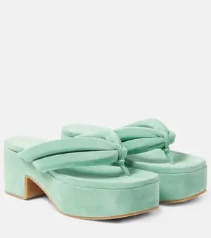 Dries Van Noten Suede Platform Thong Sandals