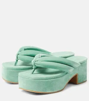 Dries Van Noten Suede Platform Thong Sandals