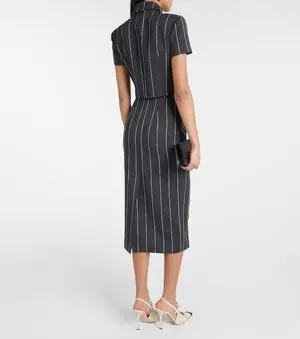 Alessandra Rich Pinstripe Cropped Jacket - Grey