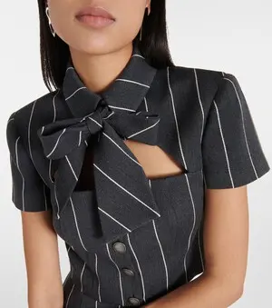 Alessandra Rich Pinstripe Cropped Jacket - Grey