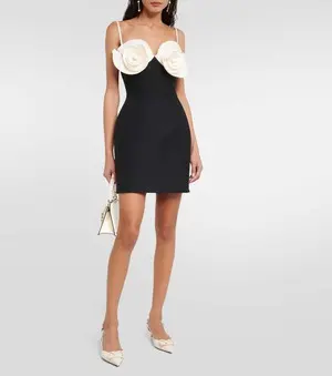 Valentino Garavani Crêpe Couture Floral-appliqué Minidress