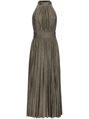 Dolce & Gabbana Midi Pleated Silk Dress - Silver