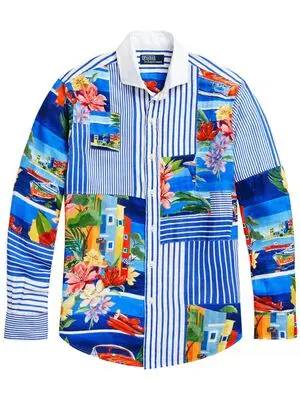 Polo Ralph Lauren Patchwork Striped Linen Shirt