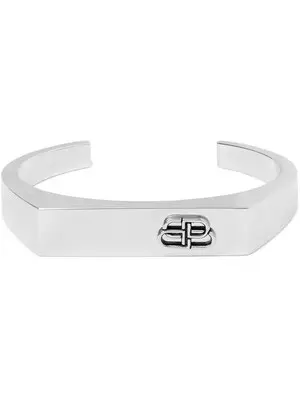 Balenciaga Logo-Detailed Cuff - Silver | Editorialist