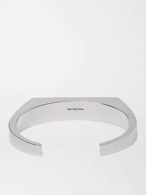 Balenciaga Logo-Detailed Cuff - Silver | Editorialist