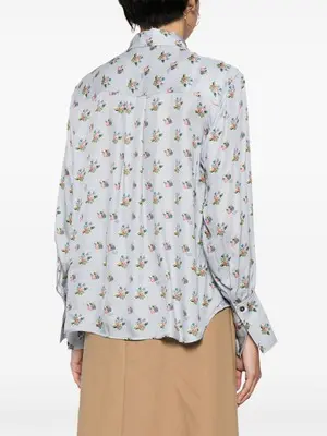 Maison Kitsuné Floral-print Twill Shirt