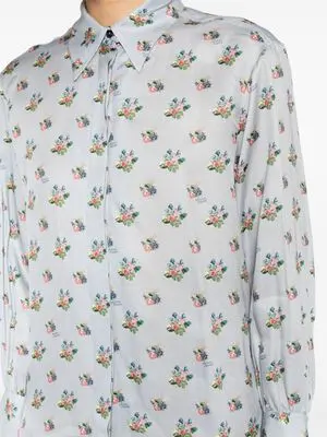 Maison Kitsuné Floral-print Twill Shirt