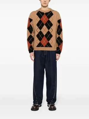 Maison Kitsuné Argyle-pattern Crew-neck Jumper