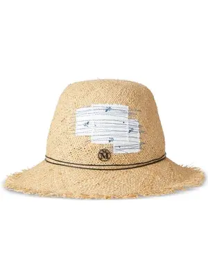 MAISON MICHEL Candice Straw Fedora Hat - Neutrals