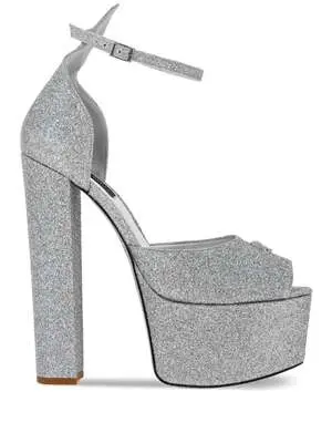 Philipp Plein 120mm Glitter Sandals - Silver