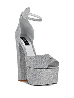 Philipp Plein 120mm Glitter Sandals - Silver