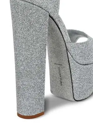 Philipp Plein 120mm Glitter Sandals - Silver