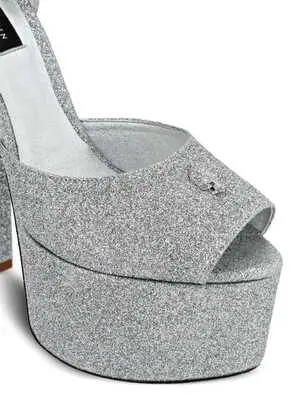 Philipp Plein 120mm Glitter Sandals - Silver