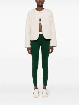 Sporty & Rich Logo-waistband Slip-on Leggings - Green
